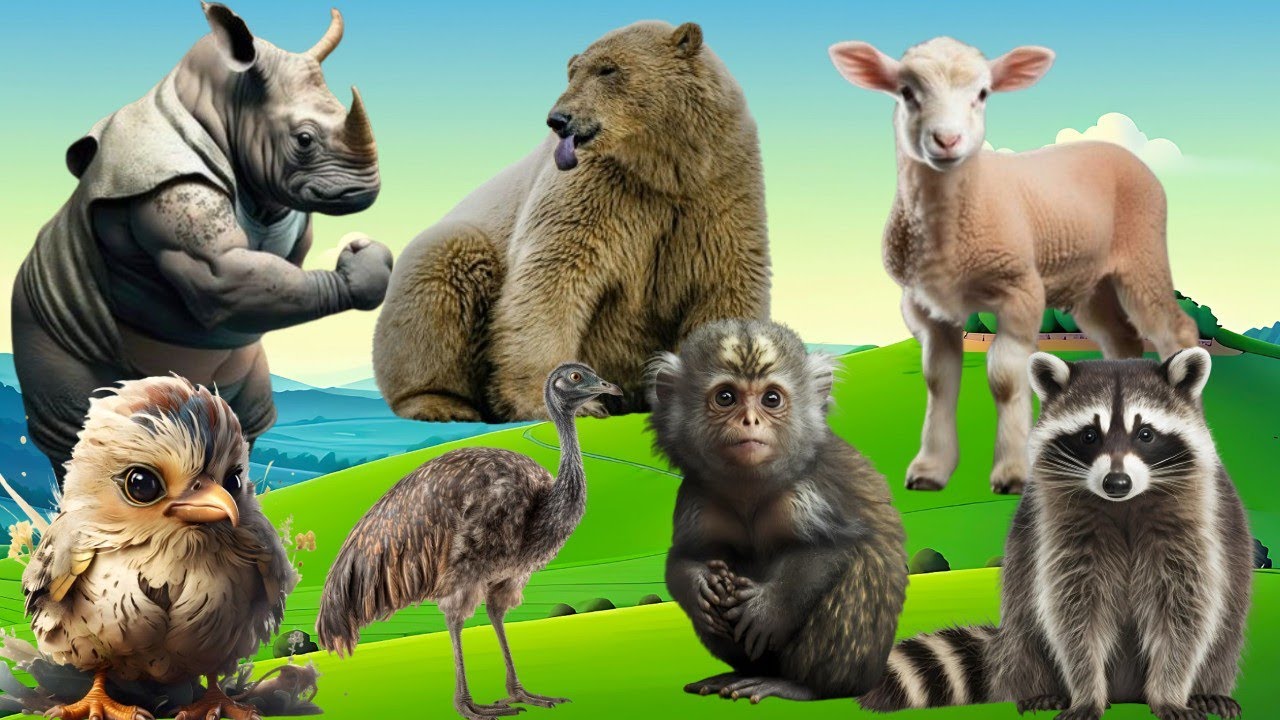 New Cute Animals Video: Bear, Goat, Rhino, Monkey, Fox, Bird- Amezing ...