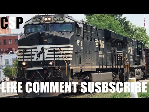 [NS]7579 ES40DC & 9777 D9-40CW Leads A Short Z675-09 W/5 Cars & A Nice 1st Gen K5HL in Fay NC ...