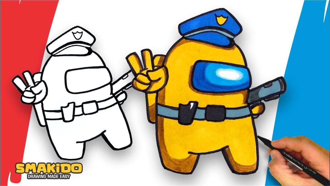 How to Draw Among Us with Police Impostor | Among Us Crewmate ...