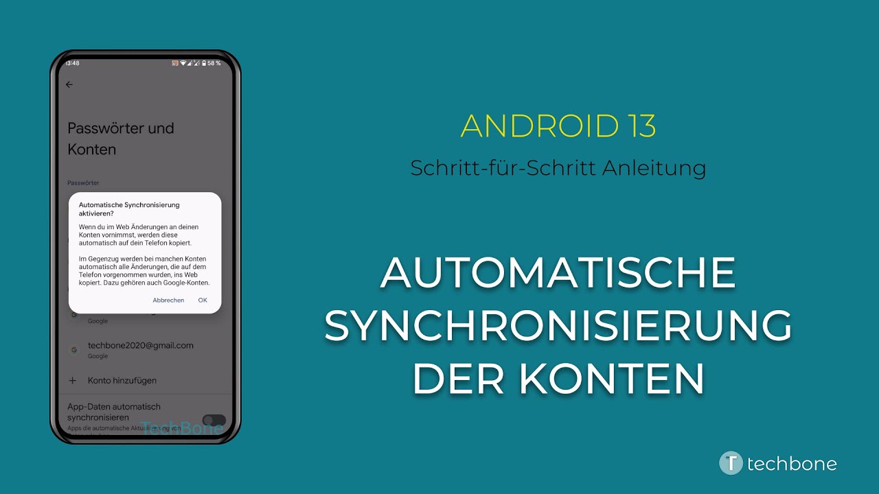 Automatische Synchronisierung der Konten einschalten oder ausschalten ...