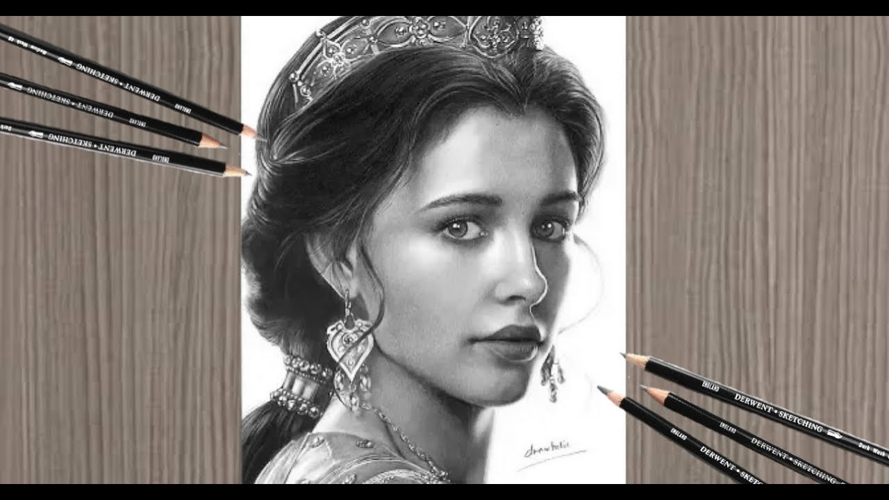 😍drawing sketch of princess(Naomi Scott) from movie aladdin. 😍 - YouTube