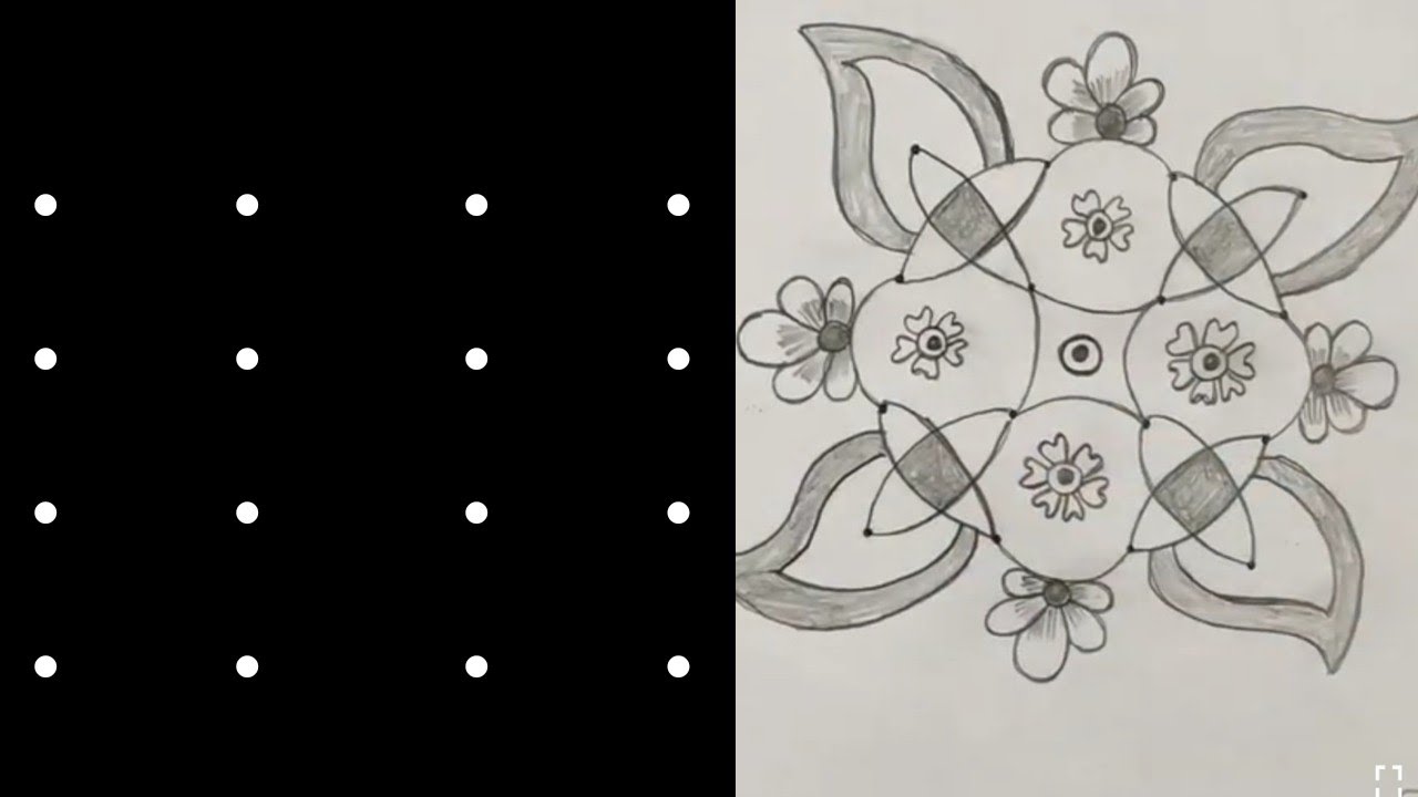 Best Rangoli Design with 16 dots | 16 points use create rangoli - YouTube