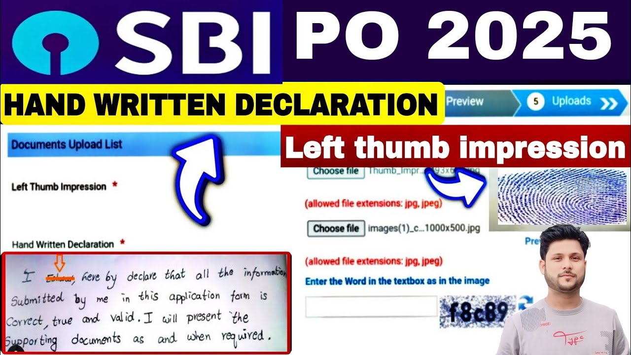 SBI PO Hand Written Declaration/left thumb impression💯 SBI PO Hand ...