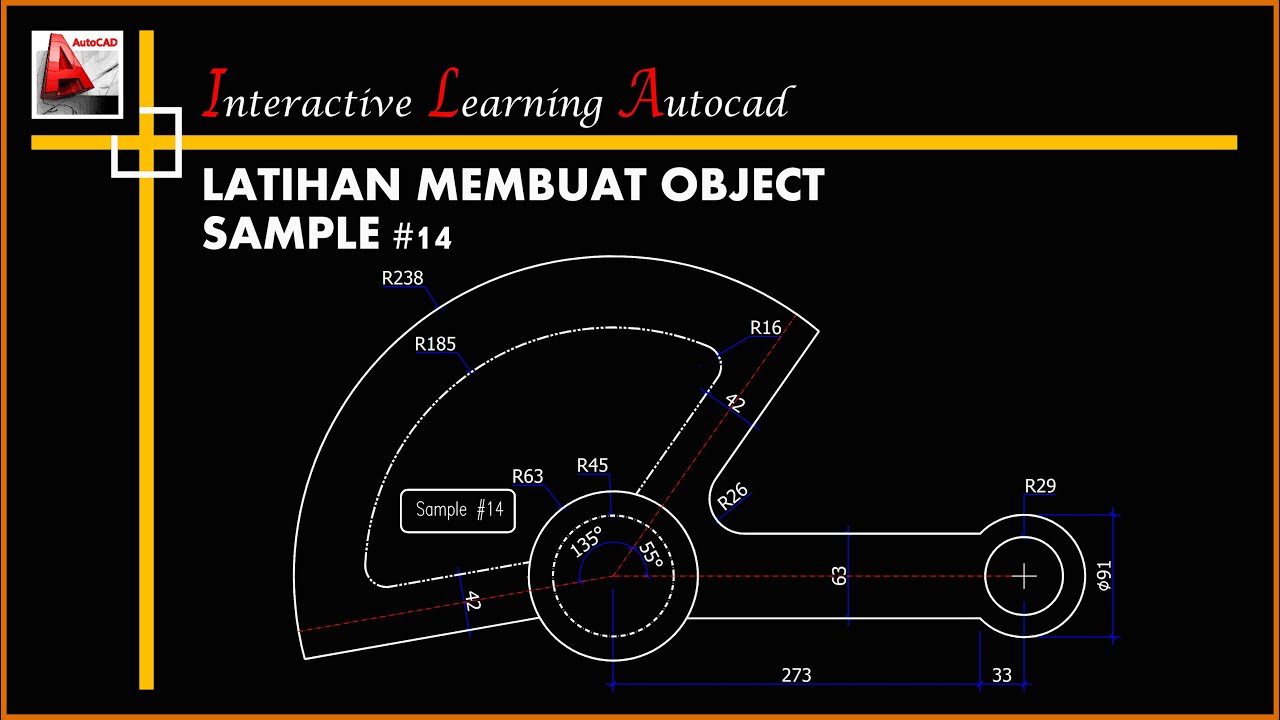 Latihan Dasar AutoCAD – sample #14 - YouTube