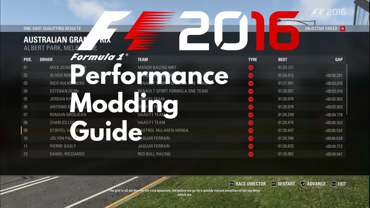 F1 2016 Manual Performance Modding Tutorial In-Depth - YouTube