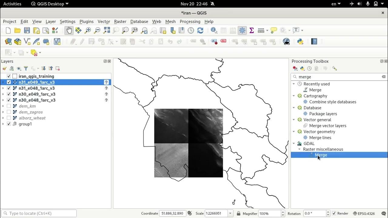 آموزش QGIS - 29 merge rasters - YouTube