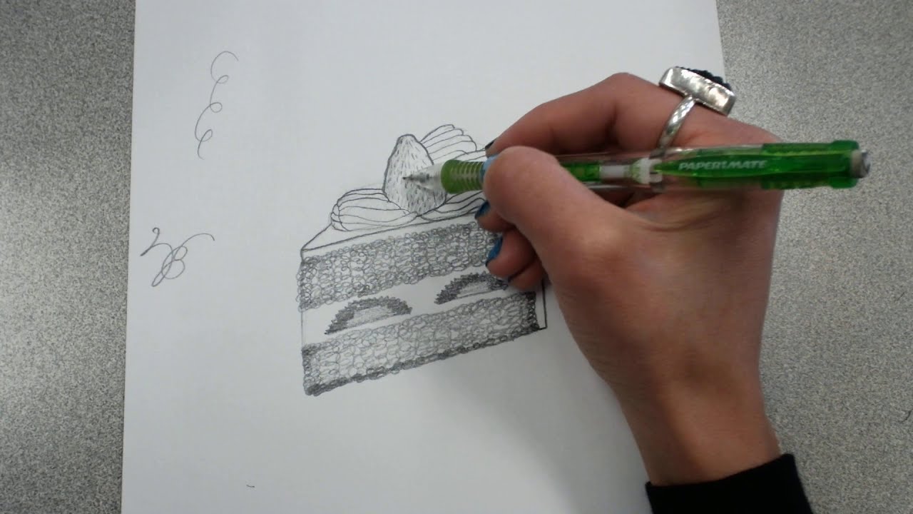 How to draw a slice of cake - YouTube