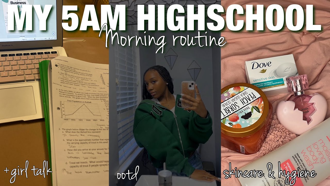MY REALISTIC 5AM HIGHSCHOOL MORNING ROUTINE | *grwm , ootd, skincare ...