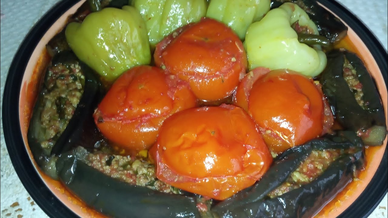 BADIMCAN-POMİDOR-BİBƏR (ÜÇ BACI 😍) DOLMASI - YouTube