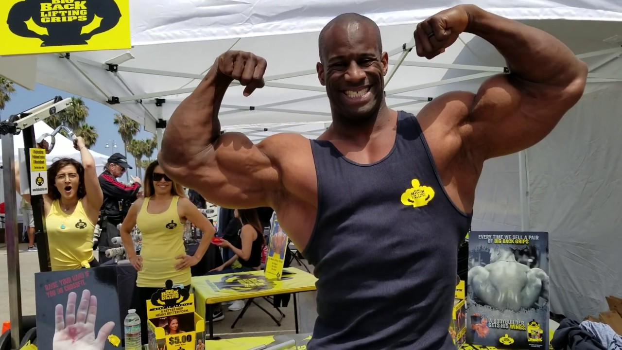 Bodybuilder and Big Back user Stephen Frazier at the Big Back Booth ...