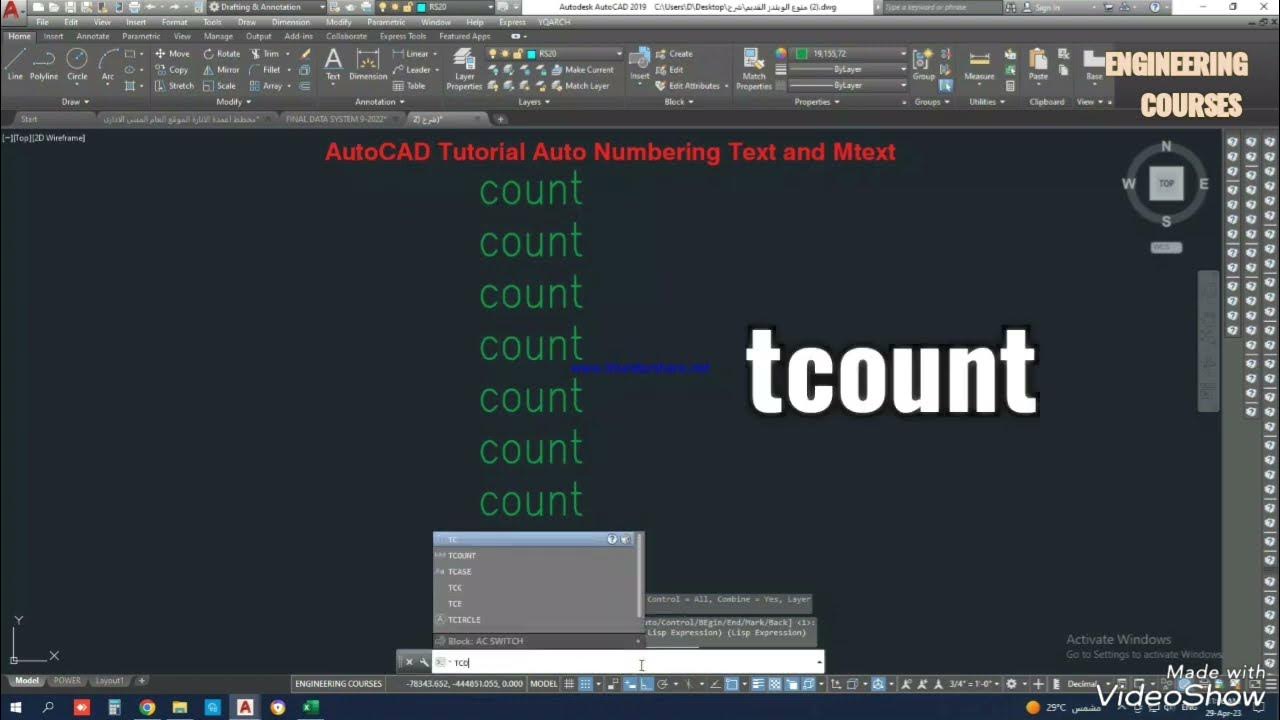 auto numbering text & mtext in autocad الترقيم التلقائي للنصوص الاحادية و المتعددة فى الأوتوكاد ...