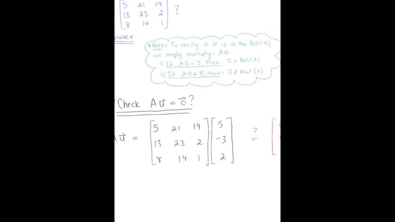 The Null Space of a Matrix (Example 1) - YouTube