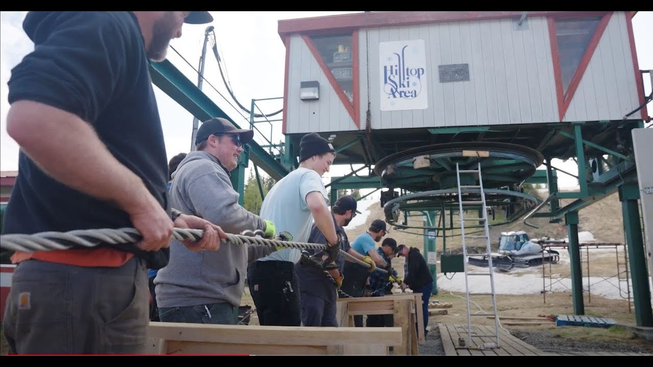 Hilltop Ski Area Chairlift Haul Rope Replacement - YouTube