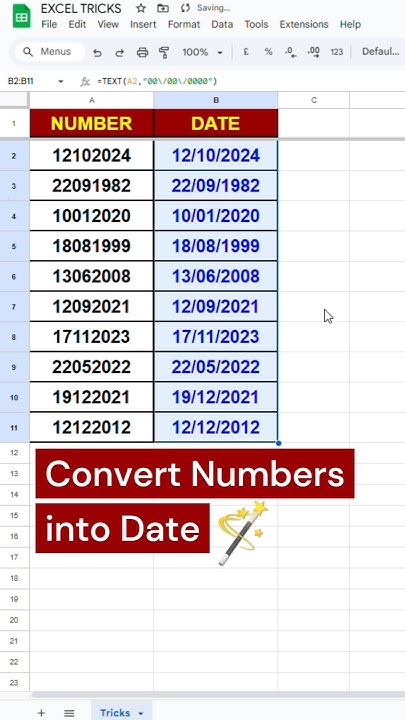 Convert numbers into Date #excelformula #excelfunction #excel #tricks #exceltricks #exceltips # ...