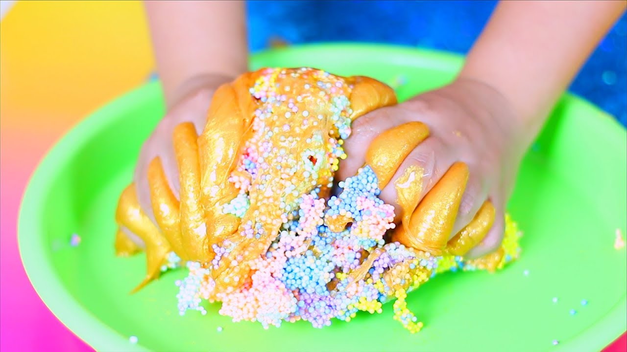 Making DIY Metallic Crunchy Foam Slime - Mixing Test - YouTube