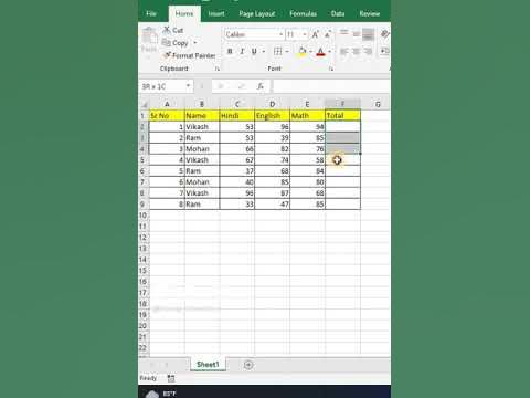 Use sum Formula in Excel | Sum Excel in Hindi #short #shorts #msexcel #exceltips@pankaj ...