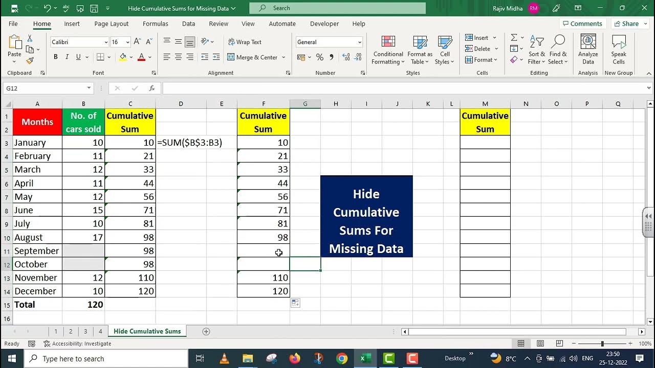 Hide Cumulative Sums for Missing Data - YouTube