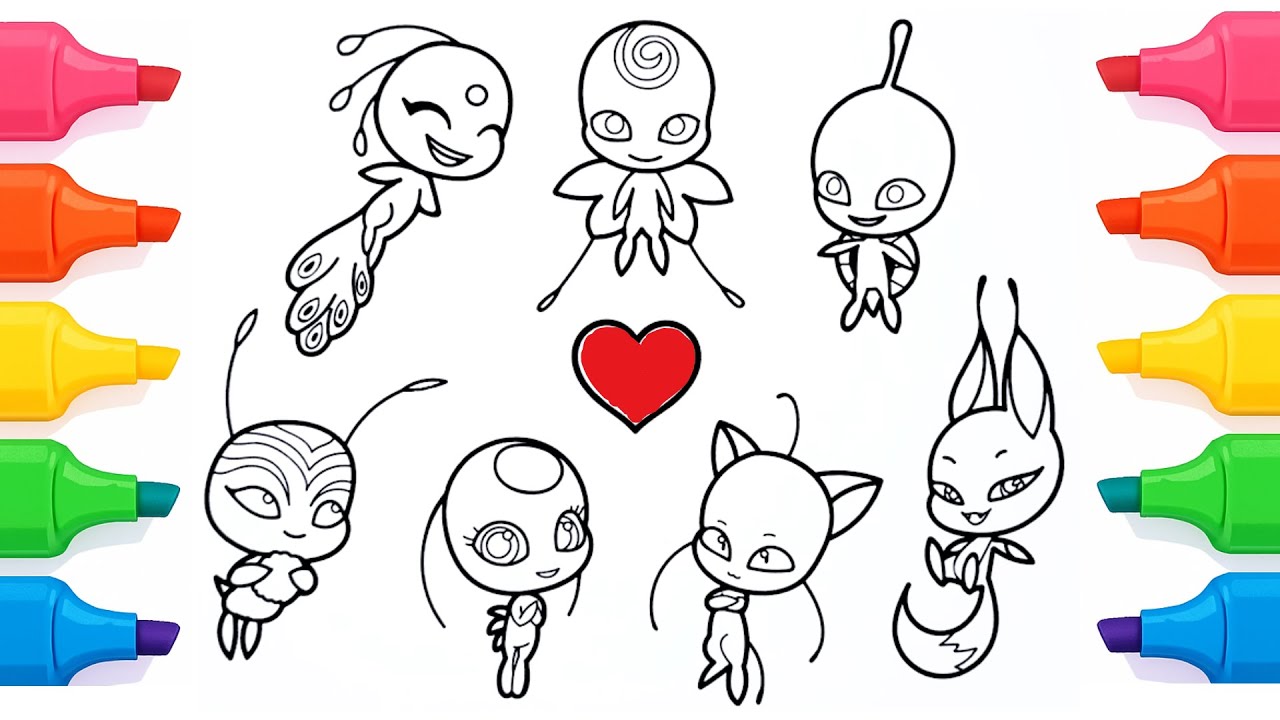 Miraculous Ladybug Coloring Pages | How to Color Kwami Tikki Plagg ...