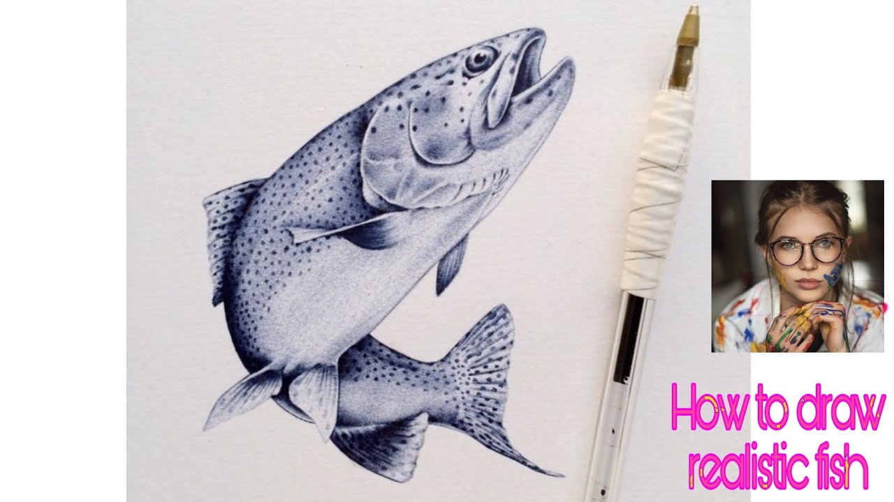 how to draw realistic fish | with pen - YouTube