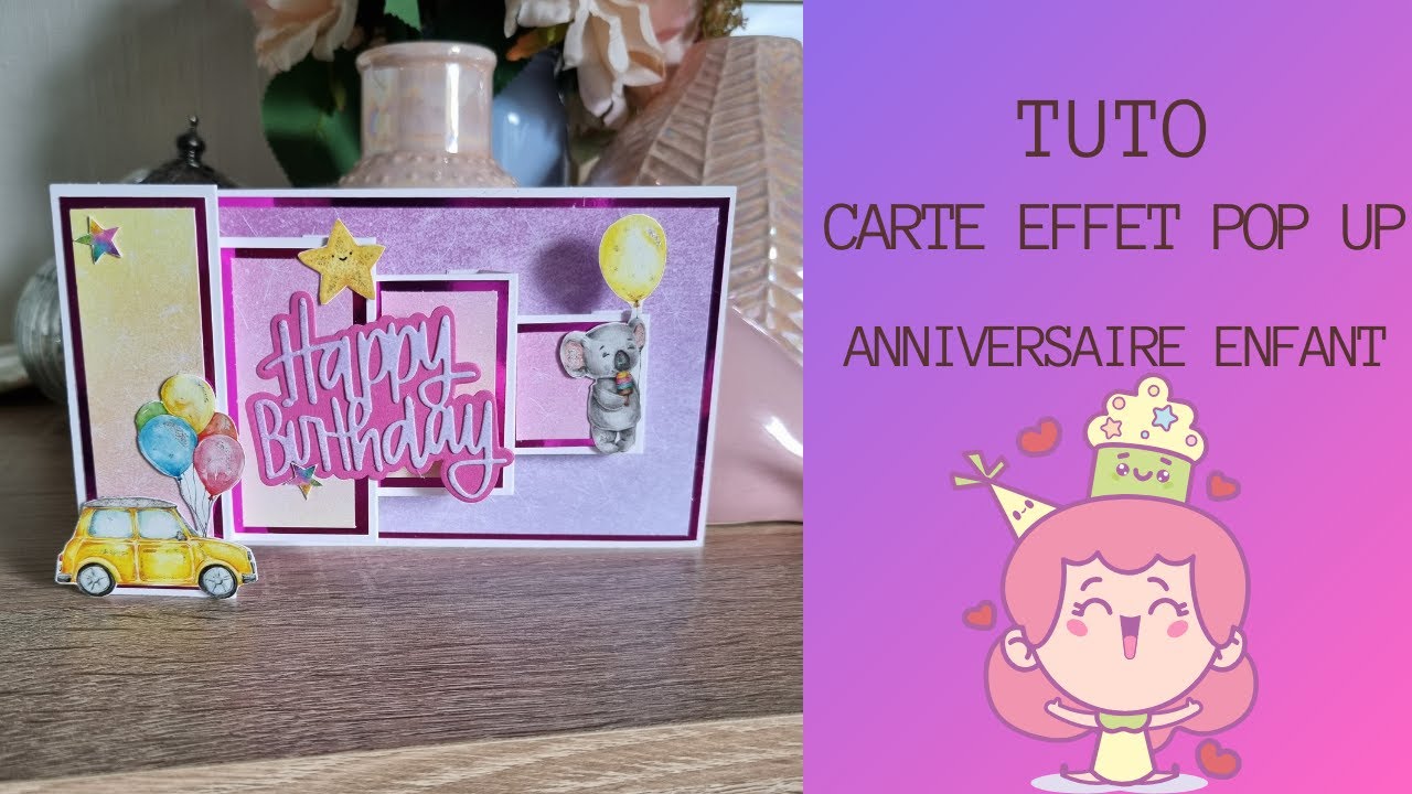 TUTO carte pop up: anniversaire enfant /100% Action - YouTube