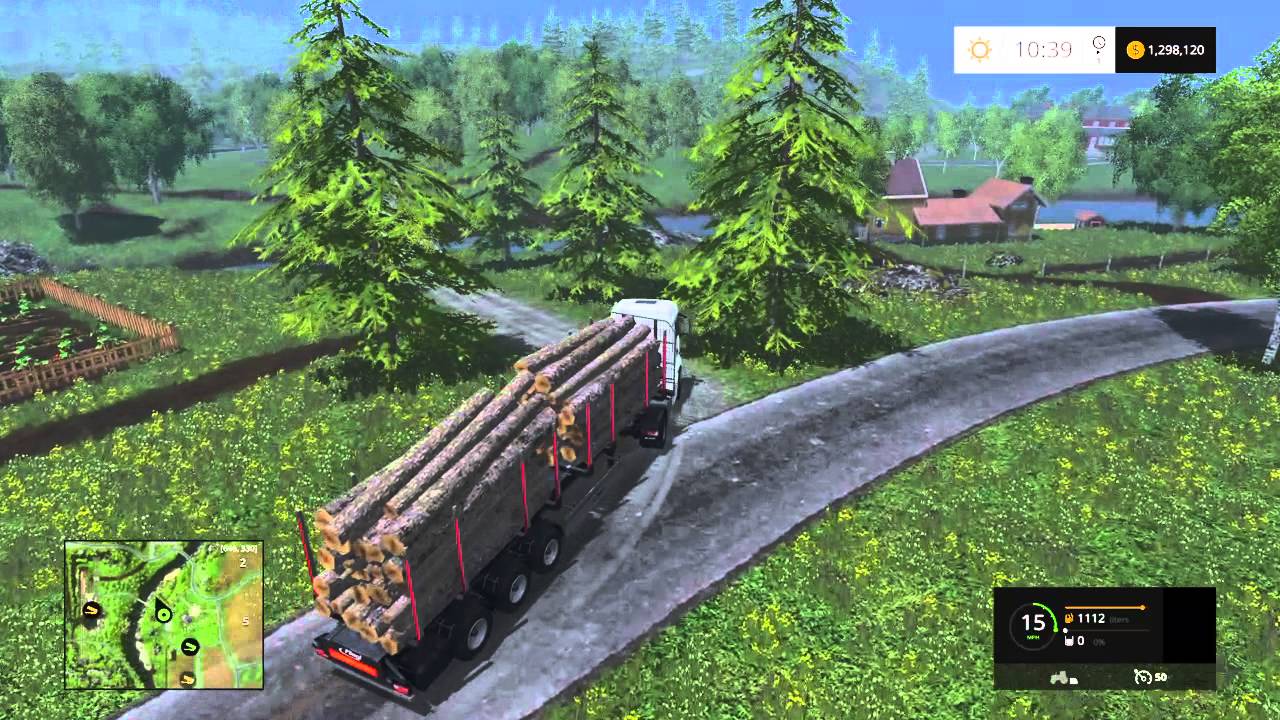 Farming Simulator 15 selling logs to the lumber yard - YouTube