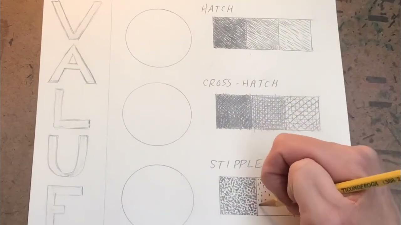 Value, hatching, cross hatching & stippling with spheres - YouTube