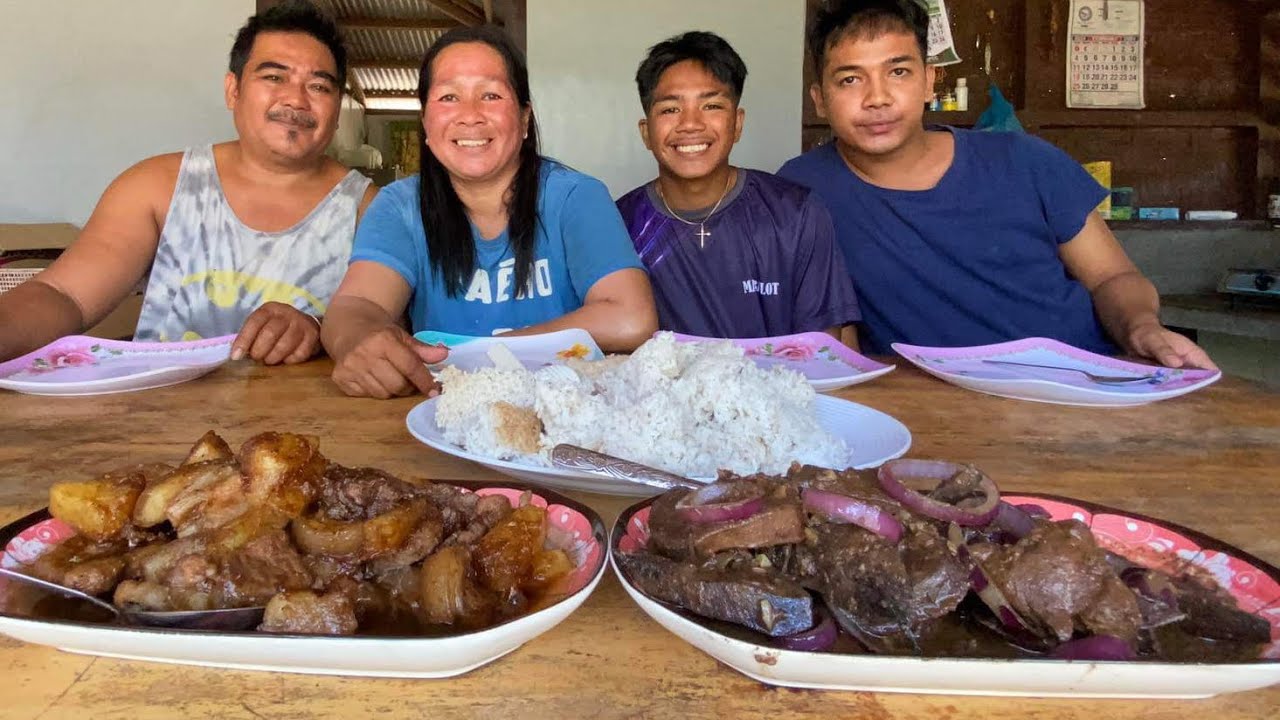 MUKBANG ADOBO NA MAY PINYA RECIPE NI TATAY & ADOBONG ATAY. - YouTube
