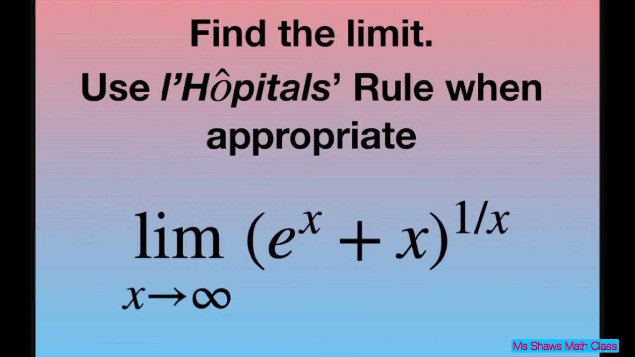 evaluate-the-limit-as-x-approaches-infinity-of-e-x-x-1-x-l