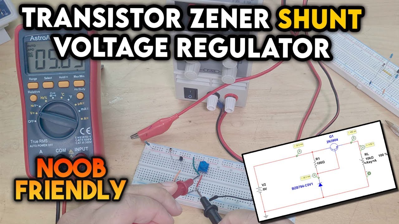 Zener Transistor Shunt Voltage Regulator For Beginners - YouTube
