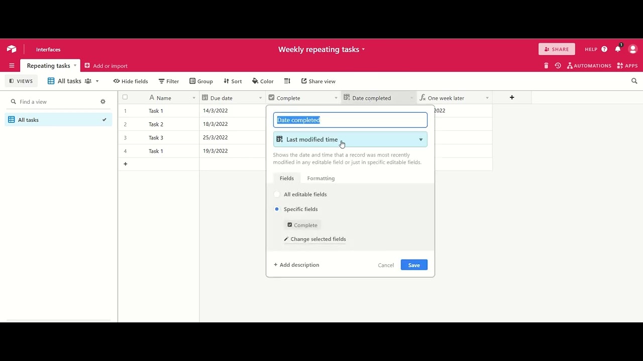 How To Make A Recurring Task List In Airtable Youtube
