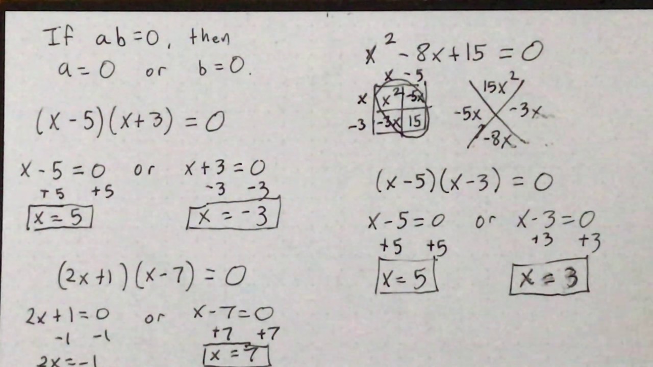 Zero Product Property - Sample Problems - YouTube