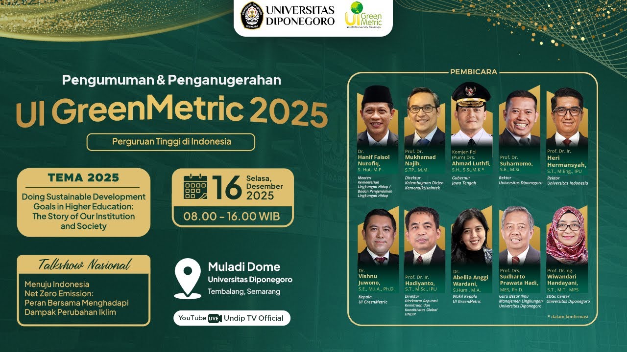 Pengumuman & Penganugerahan UI GreenMetric 2025 Perguruan Tinggi di ...