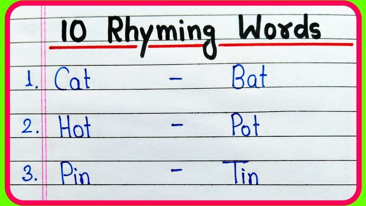 10 Rhyming Words | Rhyming Words - YouTube