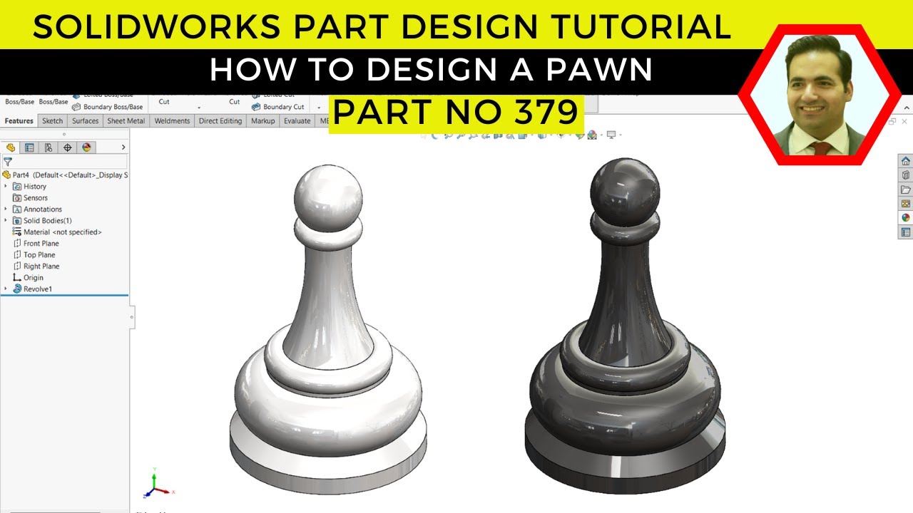 Design a Chess Pawn in SolidWorks | Beginner-Friendly 3D CAD Tutorial | Part No 379 - YouTube