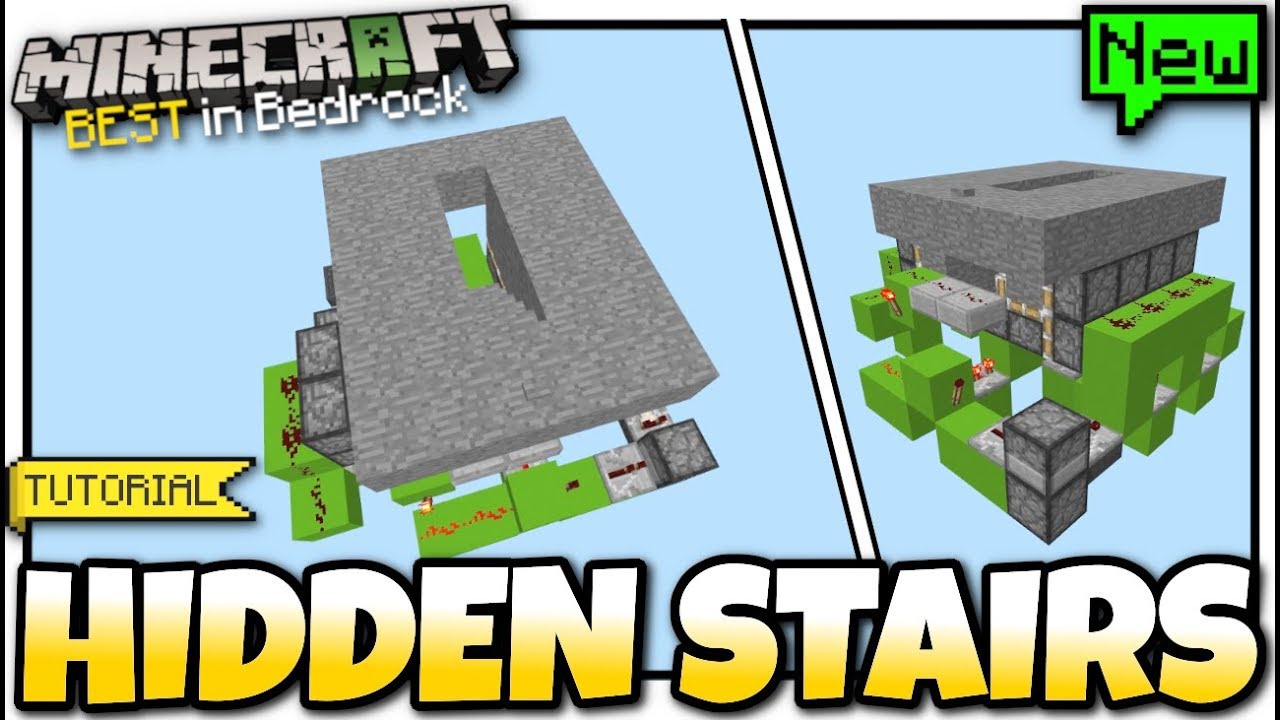 Minecraft Bedrock - SECRET HIDDEN STAIRS ↗️ Tutorial ↘️ PS4 , MCPE ...