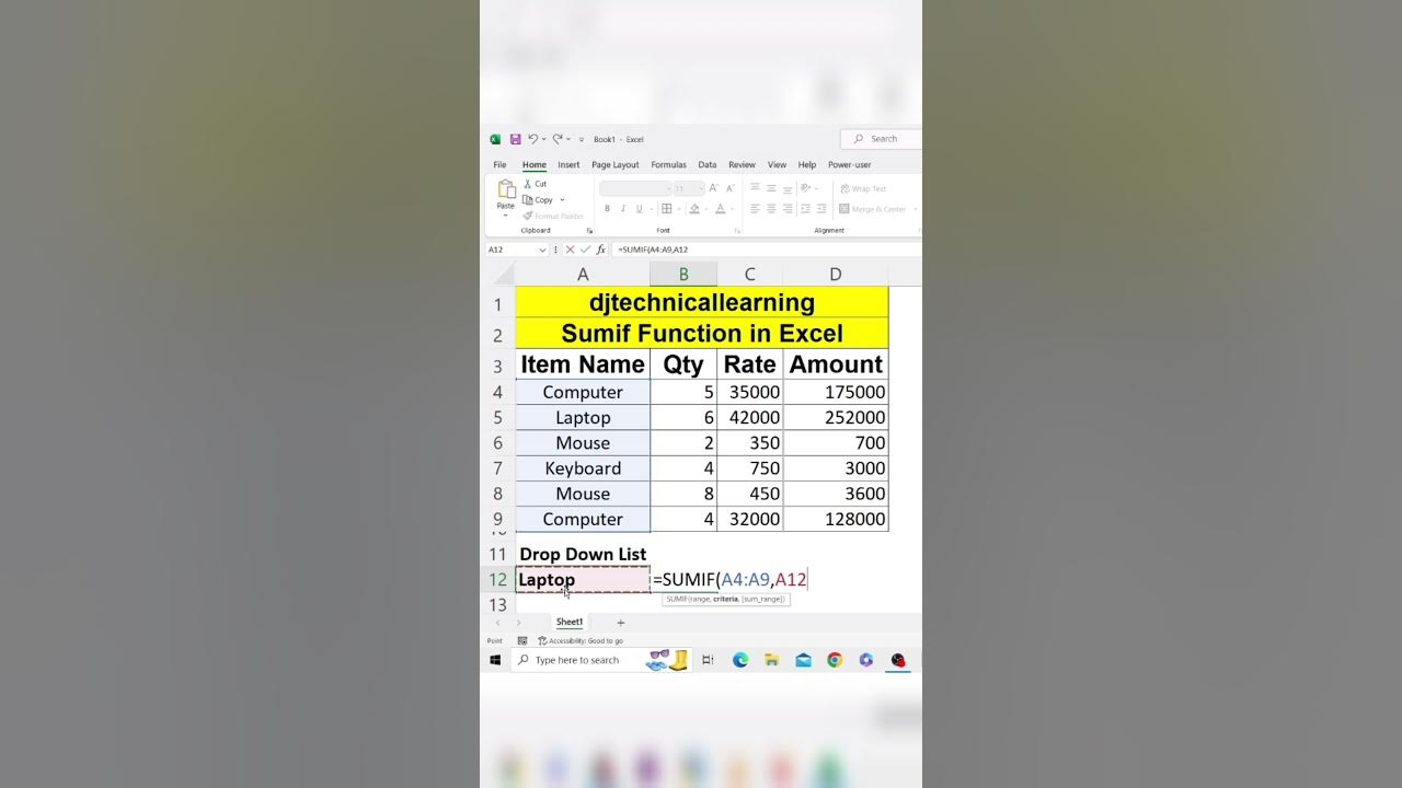 Sumif Function In Excel Sumif Formula In Excel Excel Dataentry Exceltips Trending