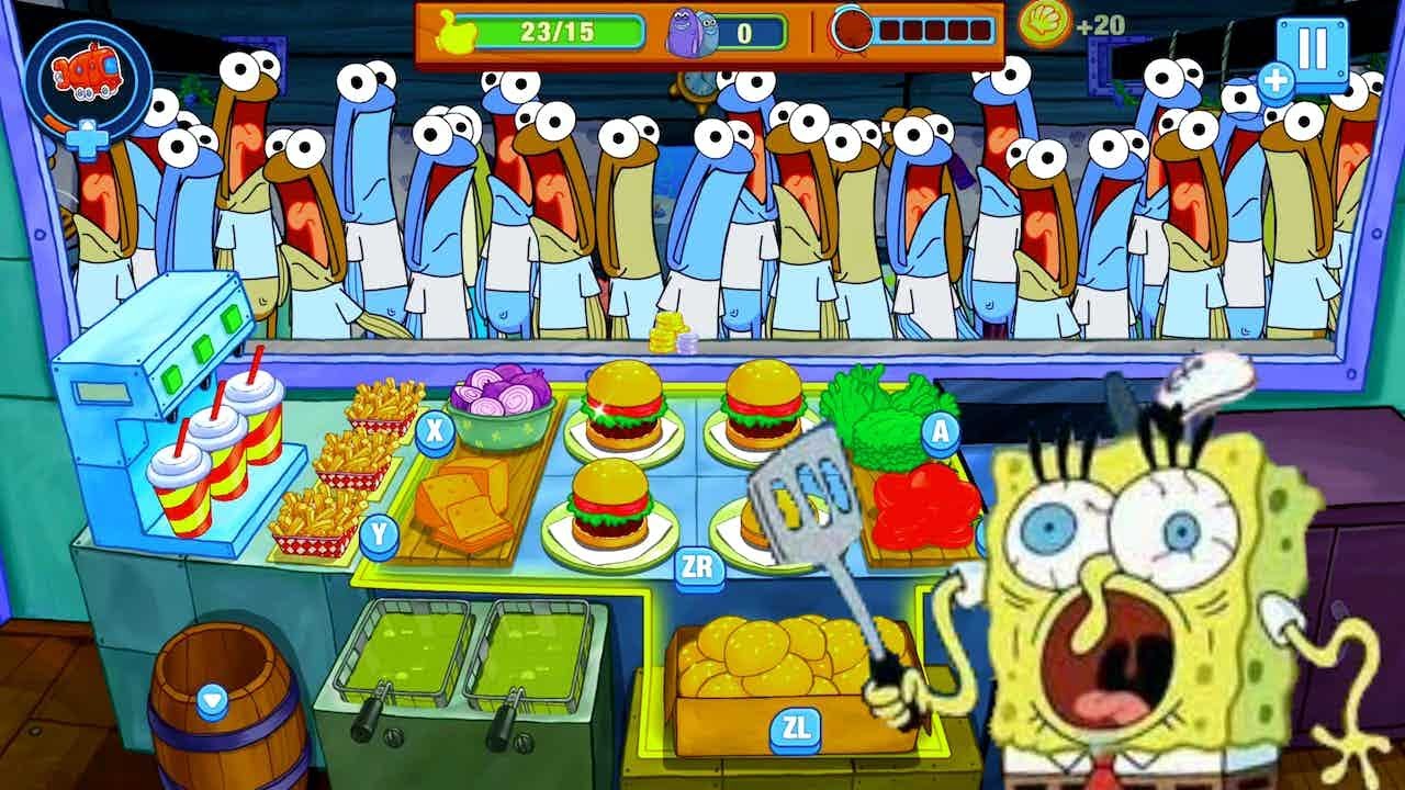 Making Krabby Patties got me like... Spongebob Krusty Cook-Off Krusty ...