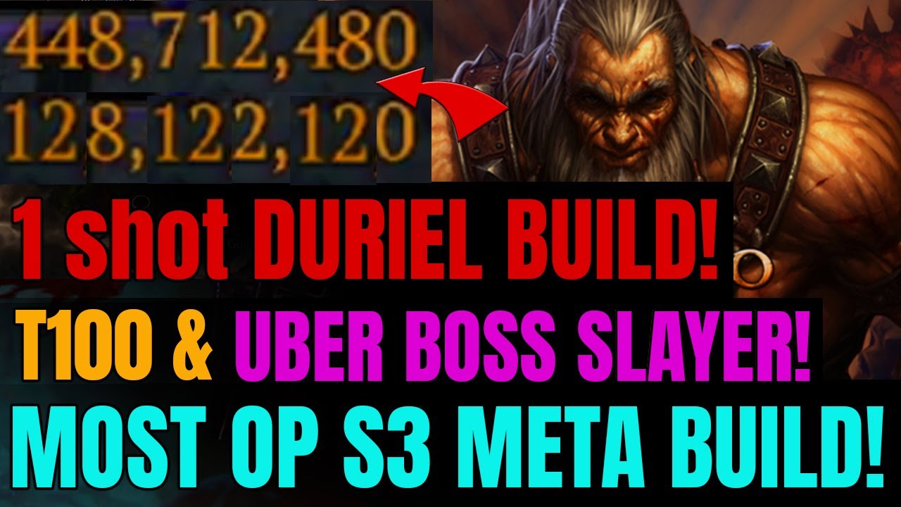 ONE SHOT Duriel Season 3 Fastest BOSS SLAYER Barbarian Build!!! - YouTube