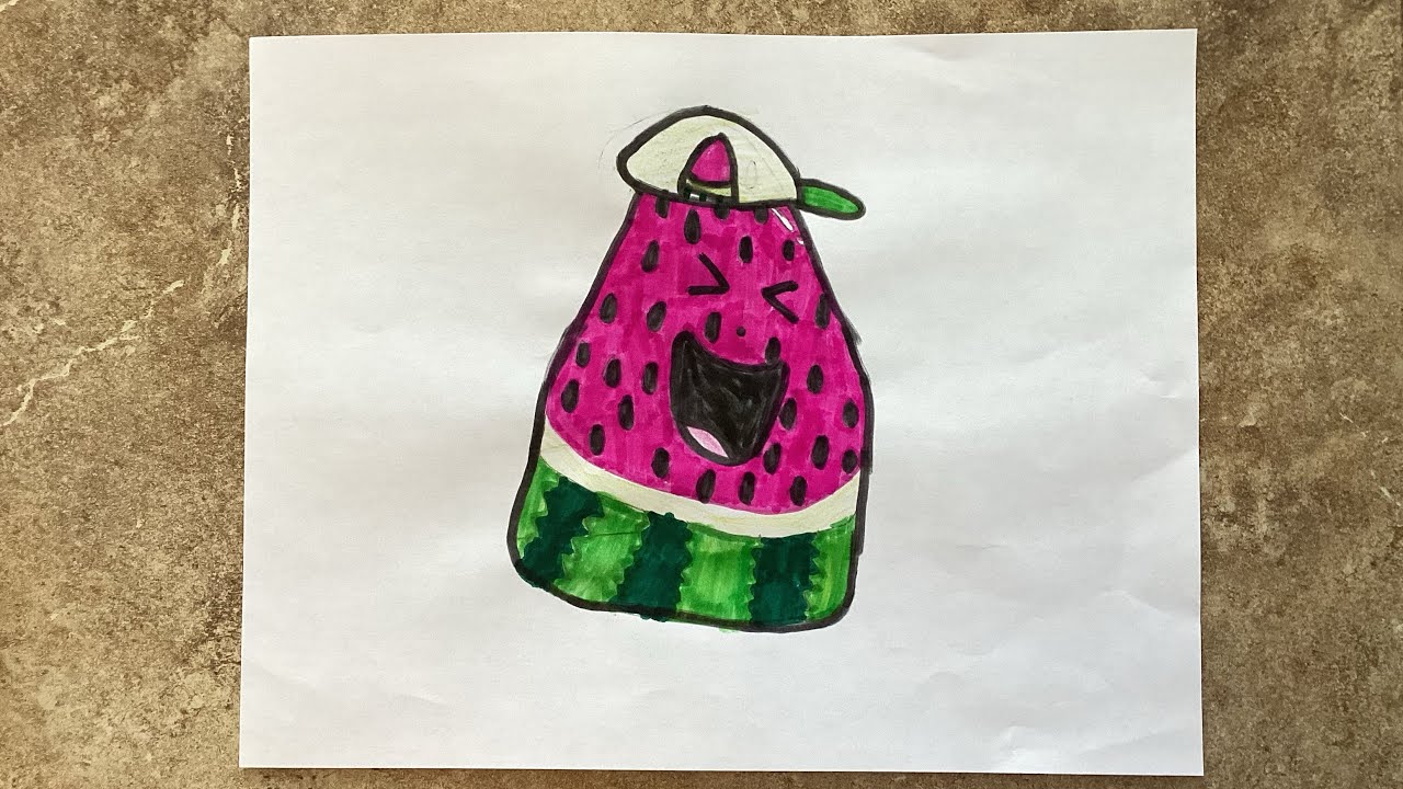 How to draw a watermelon (First video!) - YouTube