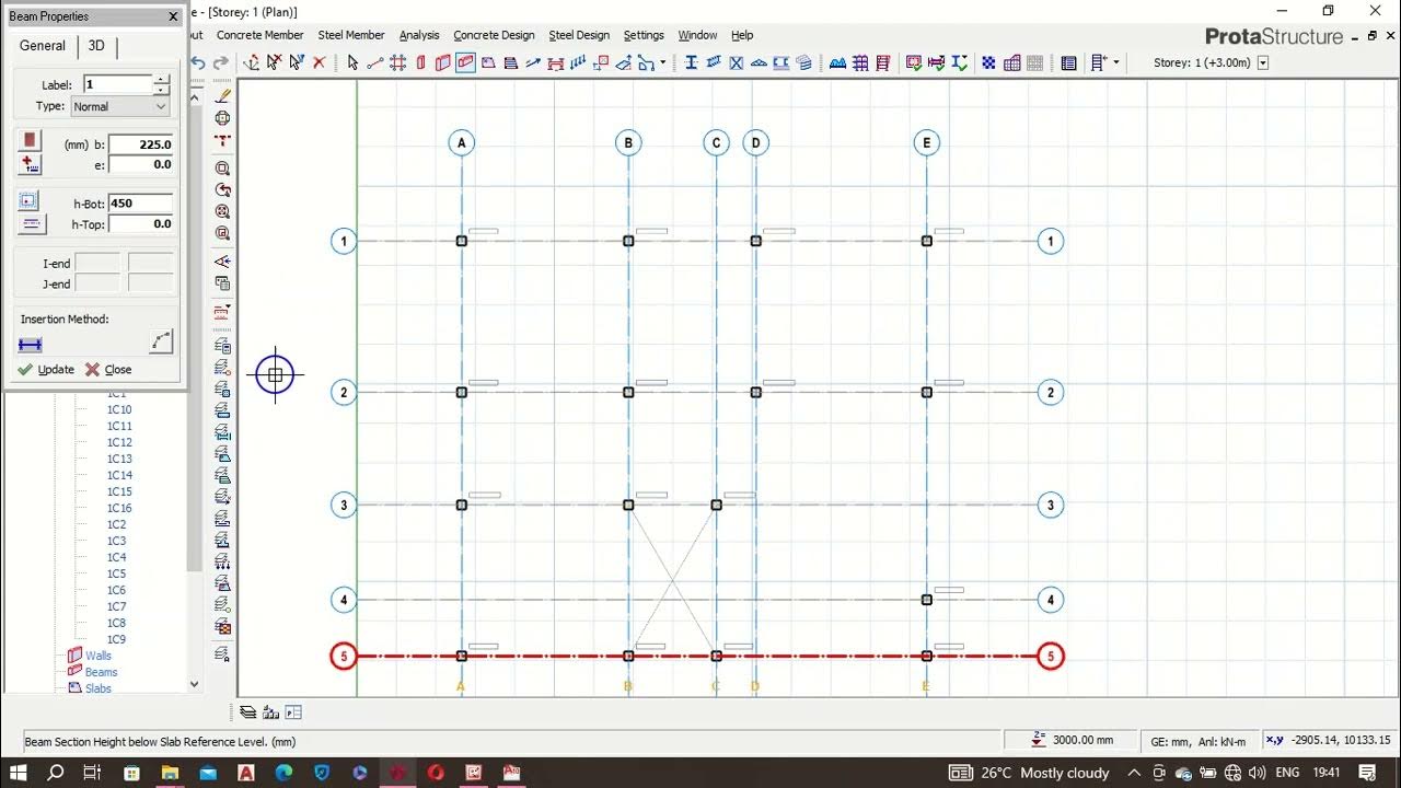 INSERT COLUMNS, BEAMS, WALLS AND SLAB WITH PROTASTRUCTURE 2018 (For Beginners) @CAD_MADE_EASY ...