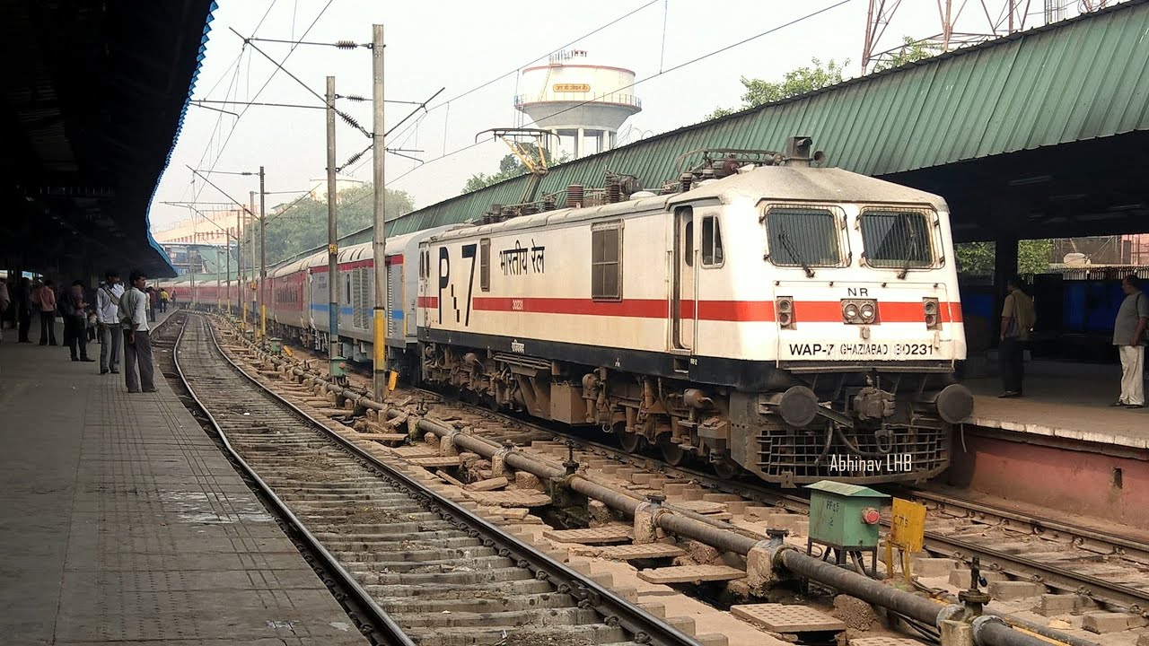 GZB WAP7 #30231 leading New Delhi - Dibrugarh Rajdhani Express from New ...