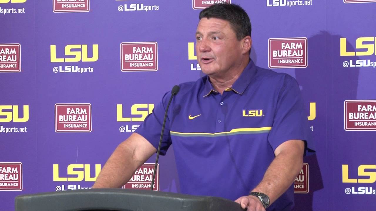 Head Coach Ed Orgeron after his first win | FULL PRESSER - YouTube
