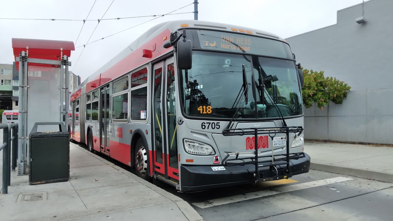 SF Muni 2015 New Flyer XDE60 6705 on Route 49 Van Ness/Mission with ...
