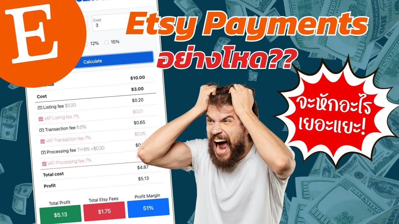 Etsy payments และค่าธรรมเนียมต่างๆคิดยังไง เก็บเท่าไหร่ พร้อมโปรแกรมช่วยตั้งราคาสินค้า Etsy ...