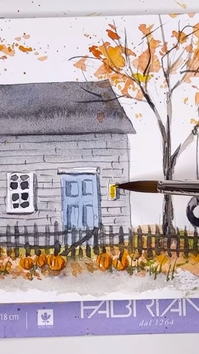 Cute Watercolor Autumn House painting #everydaywatercolor - YouTube