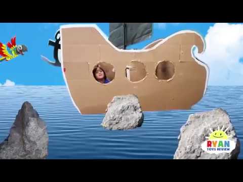Ryan Pretend play with Pirate Ship Box Fort and hunt for Treasure ! Mp4 ...