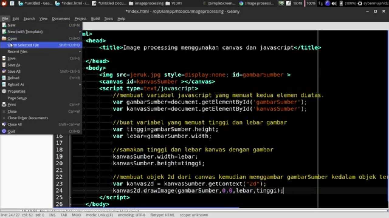 Pengolahan citra(image processing) dengan canvas html5 dan javascript 1#: menampilkan citra ...
