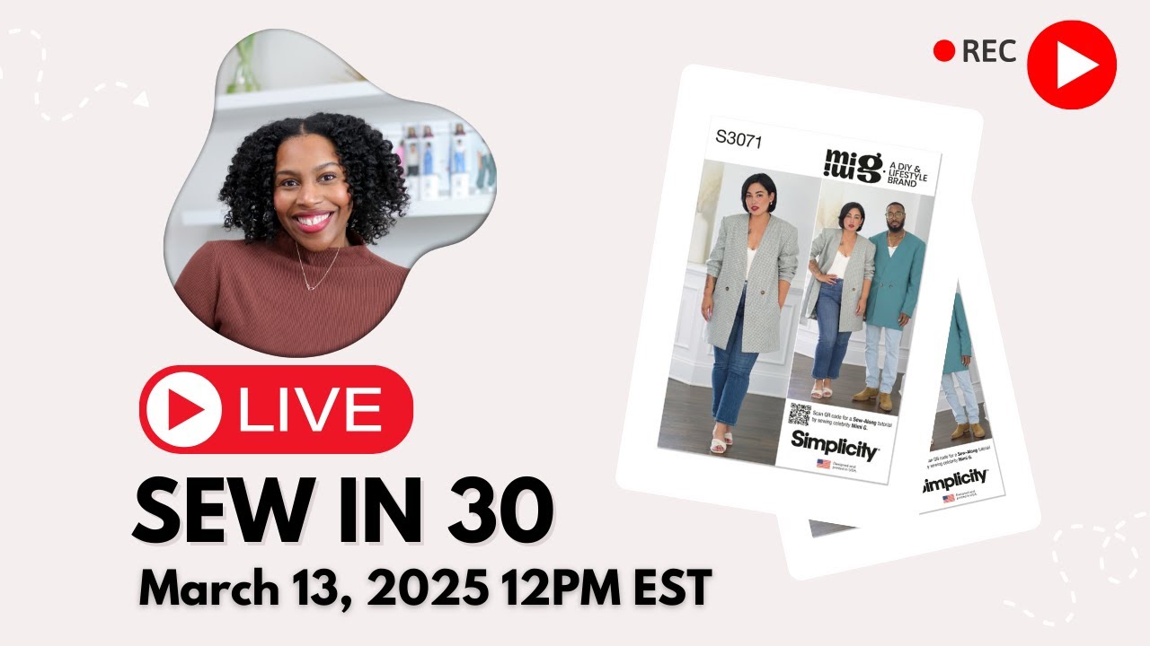 sew in 30 live | march 13 | sewing | learn to sew - YouTube