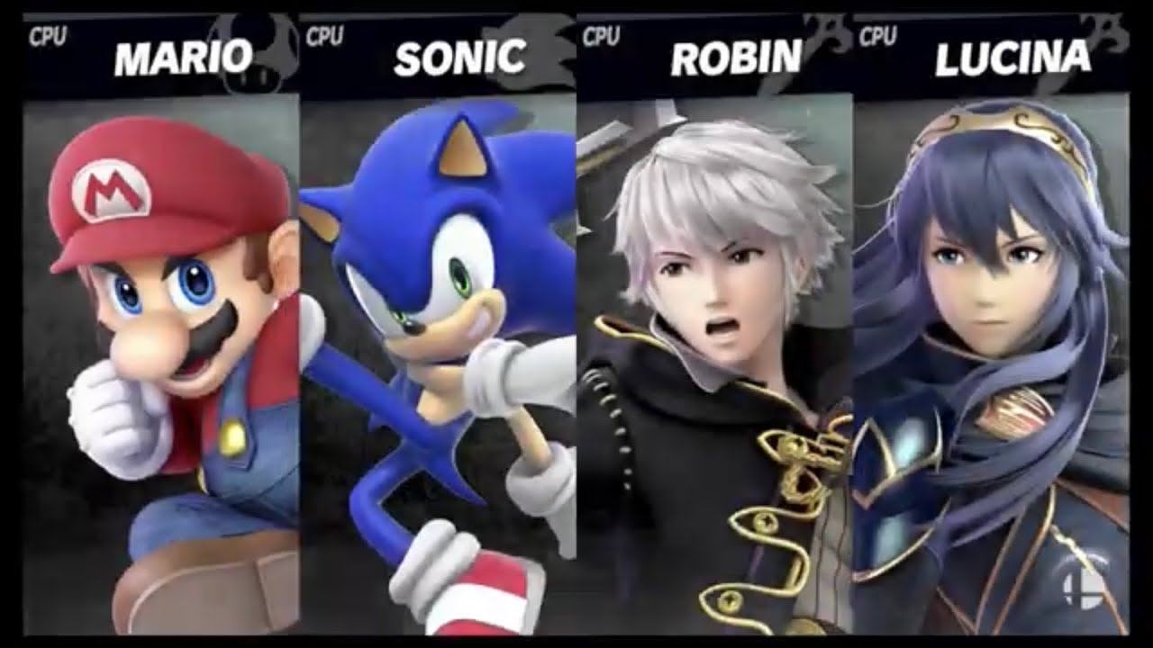 Super Smash Bros. Ultimate - Mario vs Sonic vs Robin M vs Lucina - YouTube