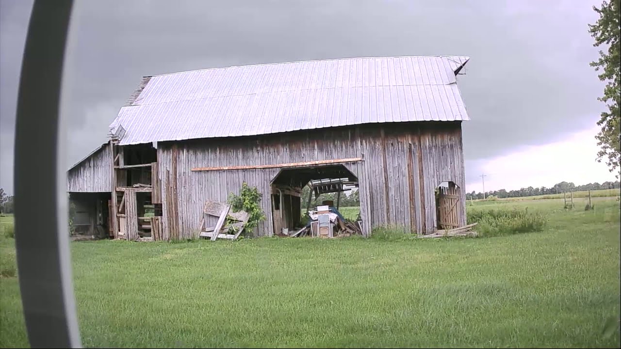 Straight Line Winds Destroy Barn -- Caught on Camera - YouTube